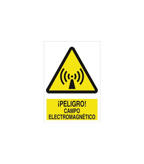 Señal de advertencia Peligro campo electromagnético texto y
