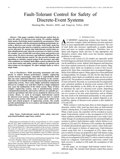 pdf fault tolerant control for safety of discrete event systems