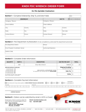 Fillable Online KNOX FDC WRENCH ORDER FORM Knox Box Fax Email Print