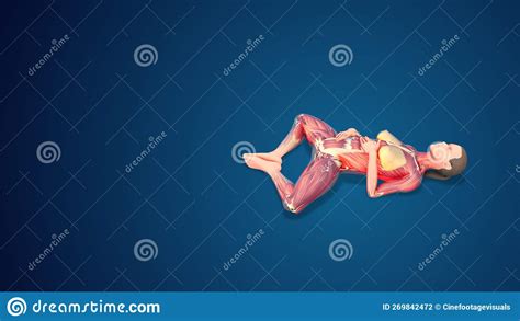 3D Human Supta Baddha Konasana Or Reclining Bound Angle Pose Yoga Pose