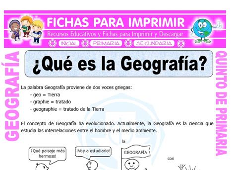 Fichas de Geografía para Quinto de Primaria 29 FICHAS GRATIS