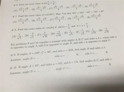 get answer find the exact value sin pi 4 pi 3 a squareroot 2 transtutors