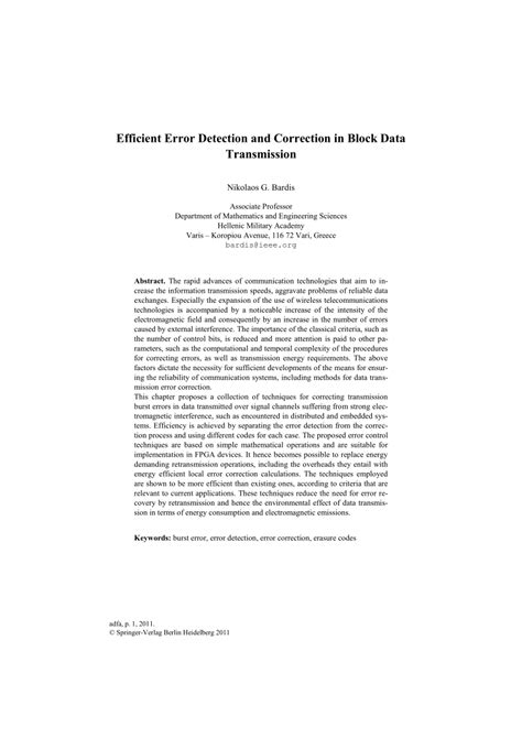 pdf efficient error detection and correction in block data transmission