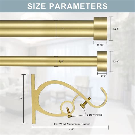 Lwiiom Brass Double Curtain Rods 72 To 144 Inches 6 12 Feet 1 Inches