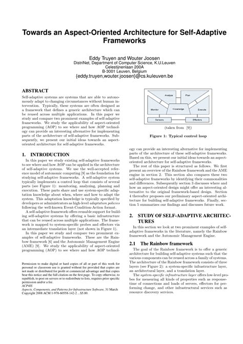 pdf towards an aspect oriented architecture for self adaptive frameworks