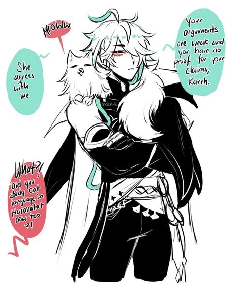An Anime Character Holding A Cat In His Arms