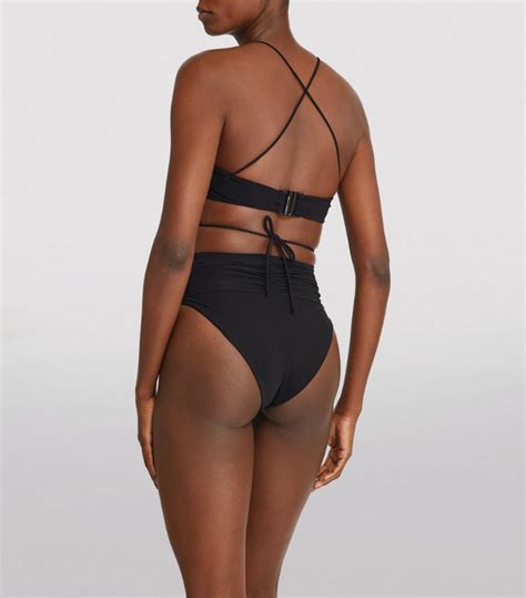 Womens Magda Butrym Black Rose Appliqu High Rise Bikini Bottoms