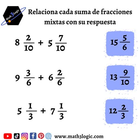 Ejercicios Interactivos Suma Y Resta De Fracciones Igual Denominador