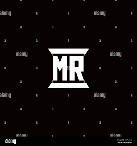 MR Logo Initial Letter Monogram With Pillar Shape Design Template