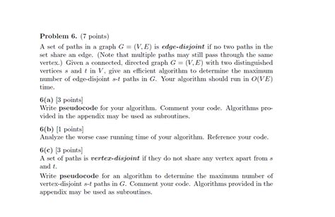 solved problem 6 7 points a set of paths in a graph g