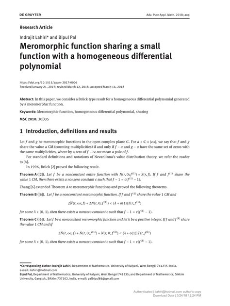 pdf meromorphic function sharing a small function with a homogeneous differential polynomial