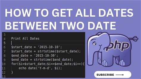 Print All The Dates Between Two Date In Php YouTube