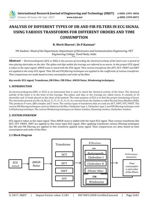 pdf analysis of different types of iir and fir filters in ecg dokumen tips