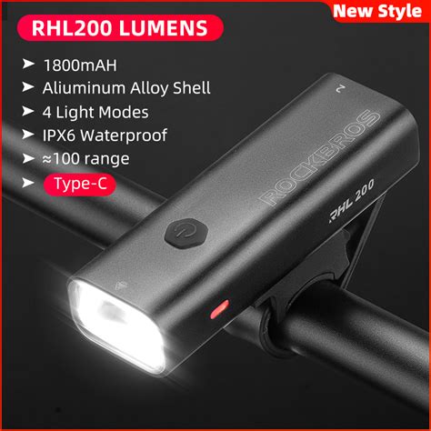 ROCKBROS Bike Light Rainproof USB Rechargeable LED 2000mAh MTB Front