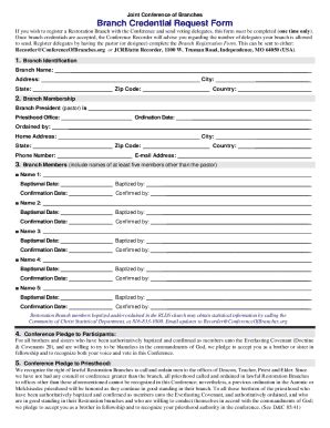 Fillable Online Branch Credential Request Form Fax Email Print PdfFiller