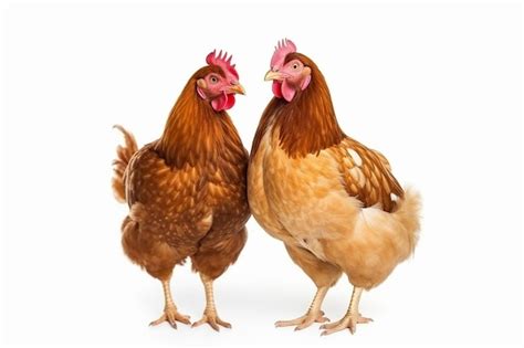Un Pollo Con Un Fondo Blanco Y Una Cabeza Roja Foto Premium