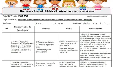 Plano de aula trimestral para Pré Janeiro Fevereiro Março e Abril