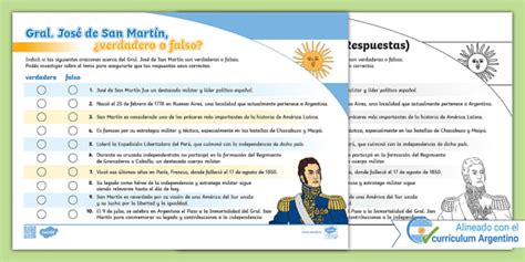 Gral José de San Martín verdadero o falso Twinkl