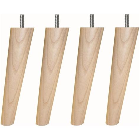 Jeu de pieds fuseau ronds incliné en bois Ø 5 cm H 19 5 Lot de 4
