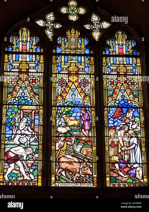 A Stained Glass Window In Ely Cathedral In Ely Cambridgeshire UK