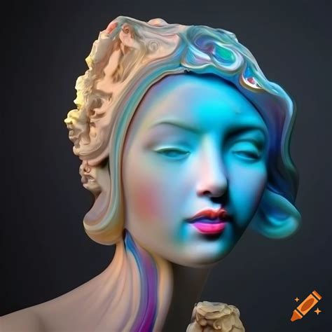 Marble Sculpture With Vibrant Colors And Intricate Details On Craiyon