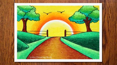C Mo Dibujar Un Paisaje F Cil Dibujar Un Paisaje De Puesta De Sol
