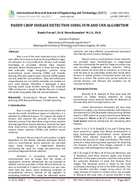 pdf paddy crop disease detection using svm and cnn algorithm irjet journal