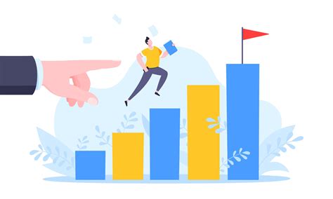 Business Mentor Helps To Improve Career And Holding Stairs Steps Vector