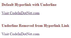 Remove Underline From Hyperlink Link HTML CSS CodeInDotNet