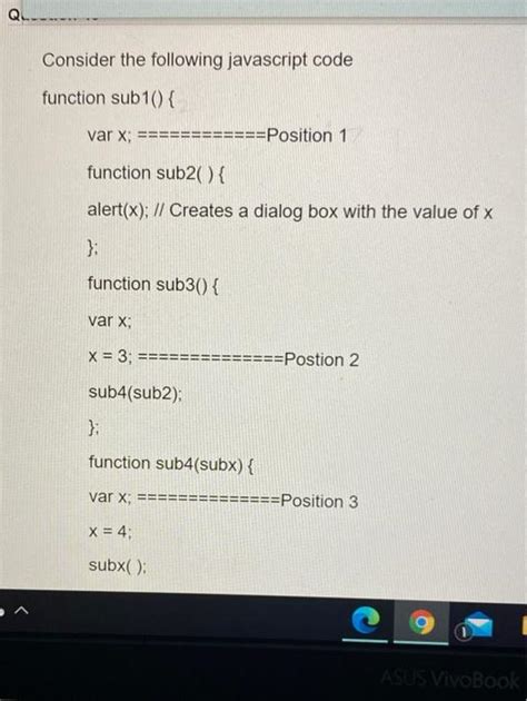 solved q consider the following javascript code function