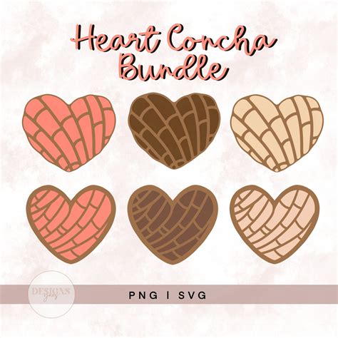 Concha SVG Mexican SVG Pan Dulce PNG Heart Concha Bundle Mexican Sweet