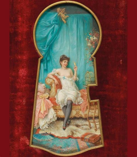 A Painting Of A Woman Sitting On A Couch In Front Of A Red Velvet