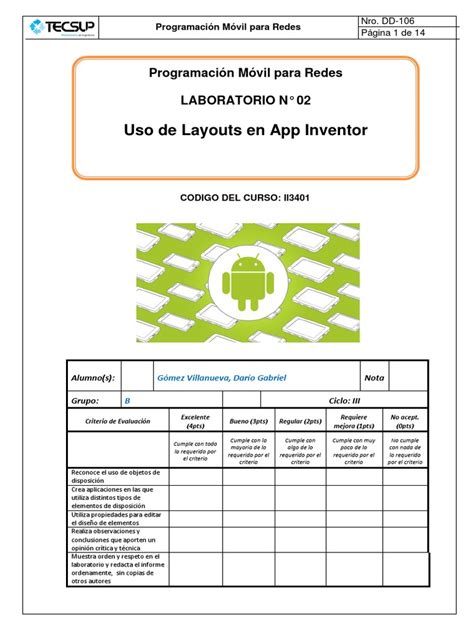 lab02 uso de layouts en appinventor pdf aplicación movil lenguaje de programación
