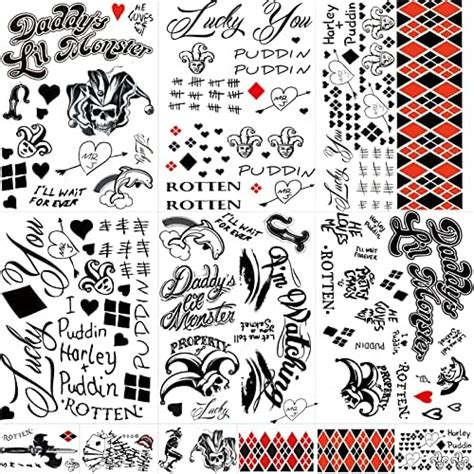 Amazon JEEFONNA 16 Sheets Halloween Temporary Tattoos For Harley