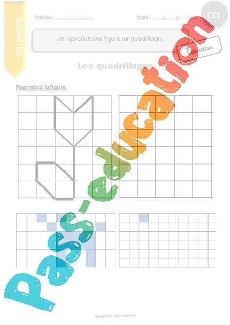 Je reproduis une figure sur quadrillage CE1 Exercices à corriger