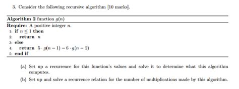 solved 3 consider the following recursive algorithm [10