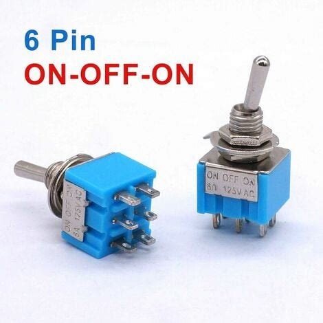 10 Pièces Mini Interrupteur à Levier ON OFF ON 6 bornes 3 Position DPDT