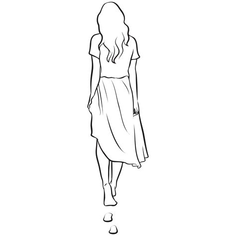 hermosa mujer caminando con huella línea dibujo 22936047 Vector en