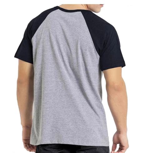 Camiseta Raglan Cinza Manga Preta Básica Adulto Elo7