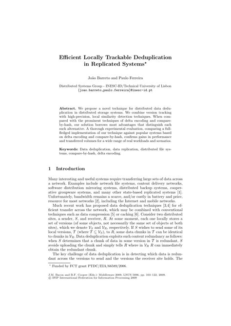 pdf efficient locally trackable deduplication in replicated systems