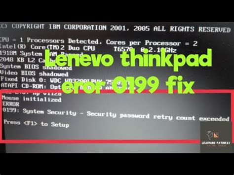 Eror Problem Fix I Lenevo Thinkpad Eror System Security