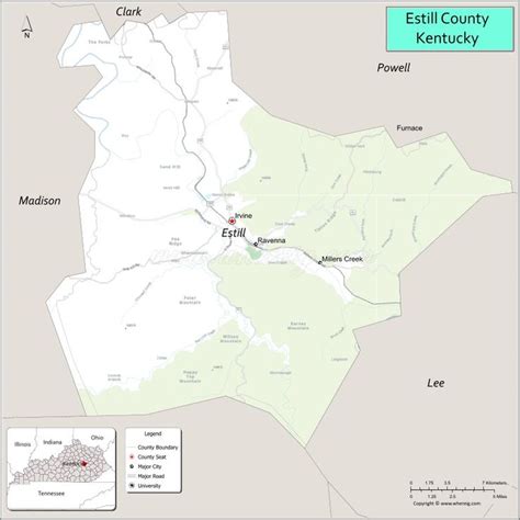 A Map Showing The Location Of Effinl County And Its Surrounding Towns