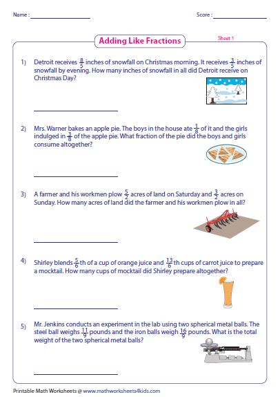 adding and subtracting fractions word problems worksheets 5th grade nicole butler s math drills