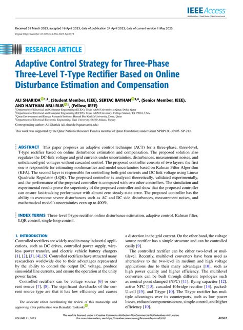 pdf adaptive control strategy for three phase three level t type rectifier based on online