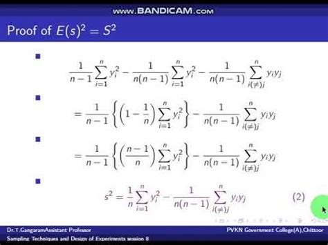 Proof Of Sample Mean Square An Unbiased Estimate Of Population Mean