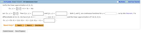 solved verify the linear approximation at 0 0 f x y