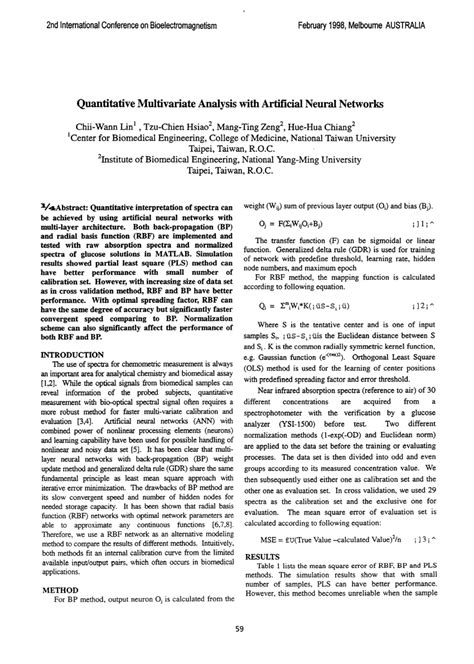 pdf quantitative multivariate analysis with artificial neural networks