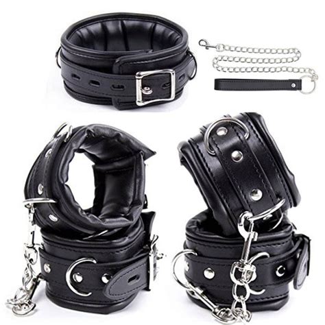Kit Algema Tornozeleira E Coleira Guia Acolchoados Chastity
