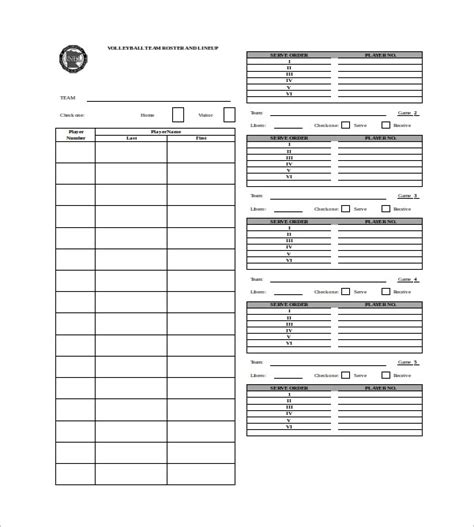 Free Printable Volleyball Lineup Sheet Printable Word Searches