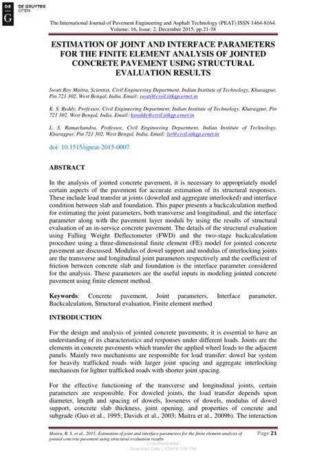 pdf estimation of joint and interface parameters for the finite element analysis of jointed